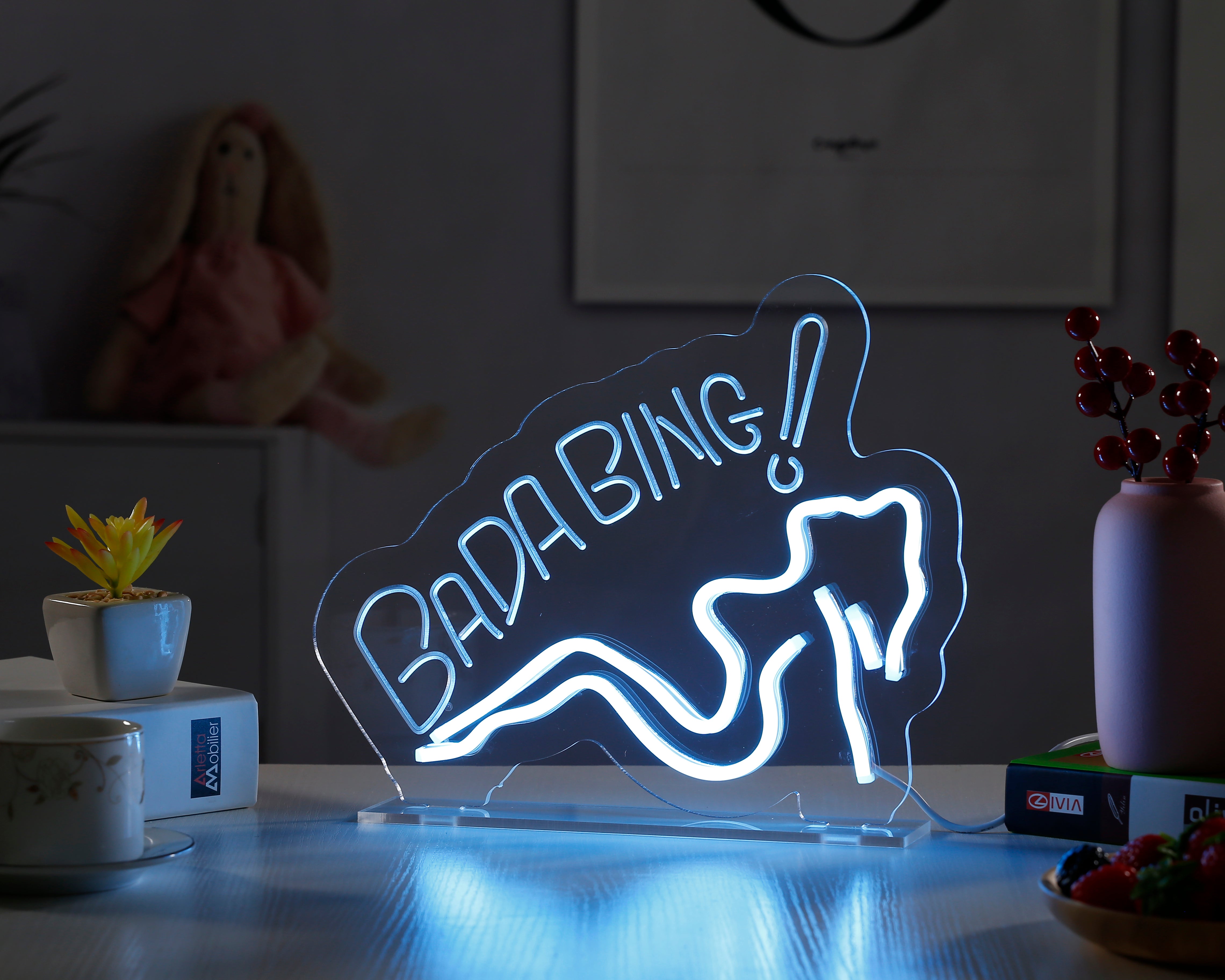 Bada Bing Bar Desk LED Neon Sign - HAPPYNEON