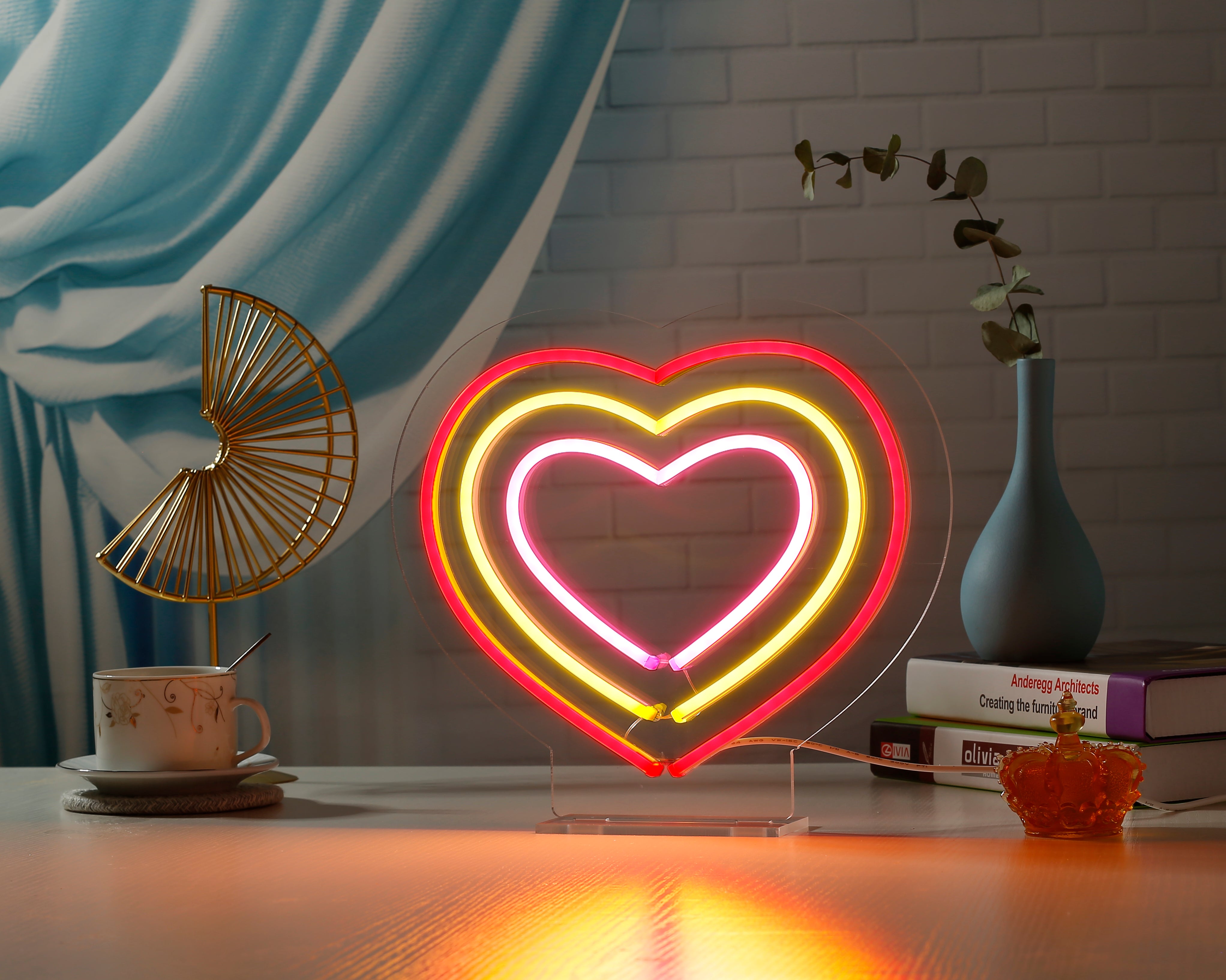 Hearts Desk LED Neon Sign - HAPPYNEON